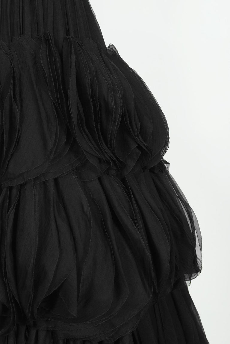 Vintage 1955 Jean Dessès Haute Couture Documented Black Silk-Chiffon ...