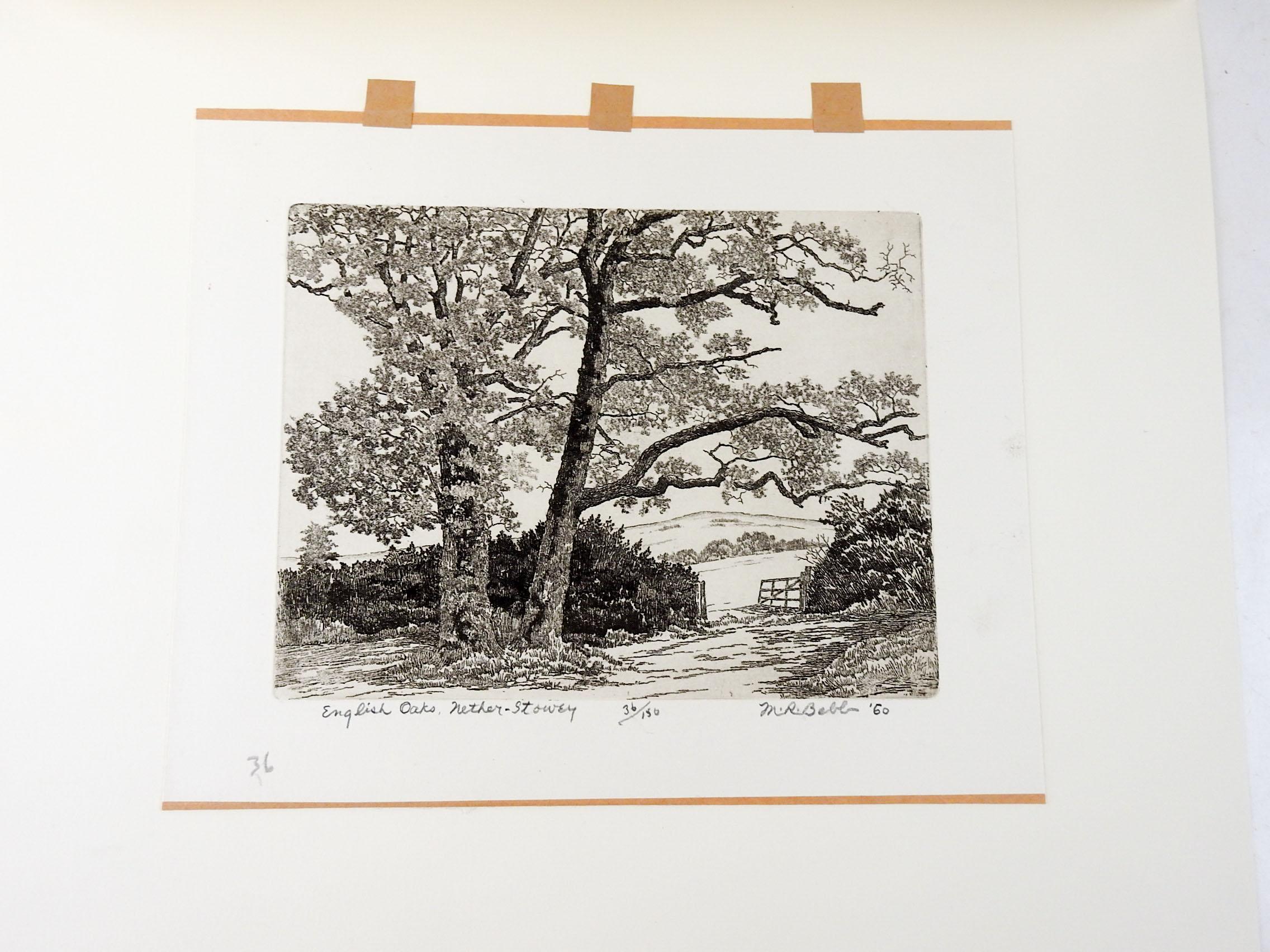 Vintage 1960 Maurice Bebb English Oaks Aquatint Etching For Sale at 1stDibs