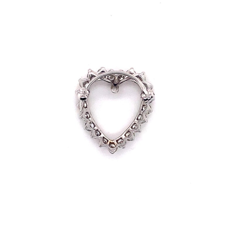 Vintage 1960’s 14K White Gold Diamond Heart Pin and Pendant For Sale at ...