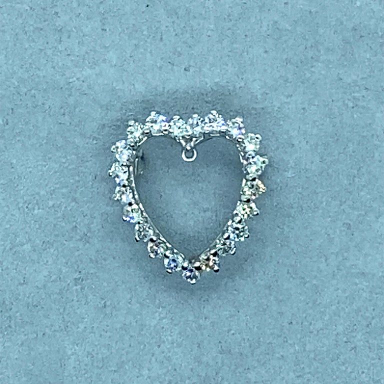 Vintage 1960’s 14K White Gold Diamond Heart Pin and Pendant For Sale at ...