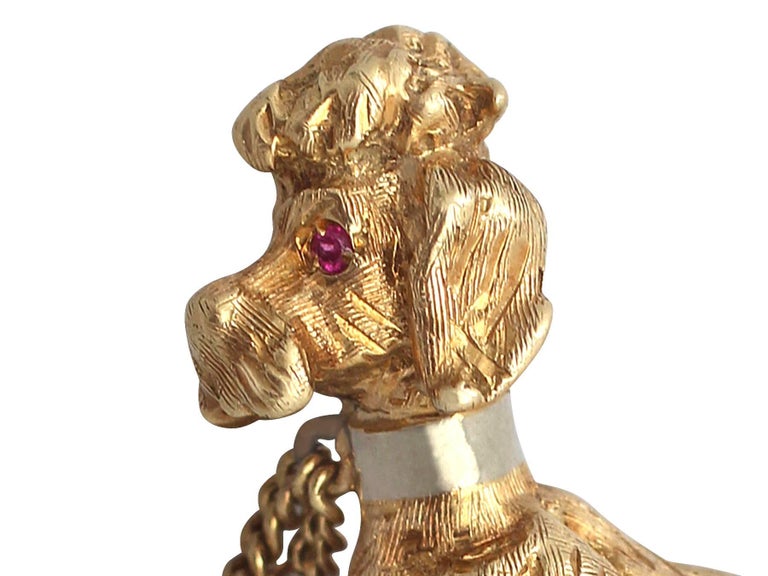 Vintage 1960s Yellow Gold Poodle Brooch For Sale at 1stDibs