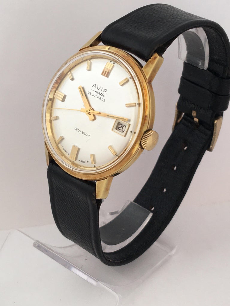 Vintage 1960s Avia Matic Gold-Plated and Stainless Steel Back ...
