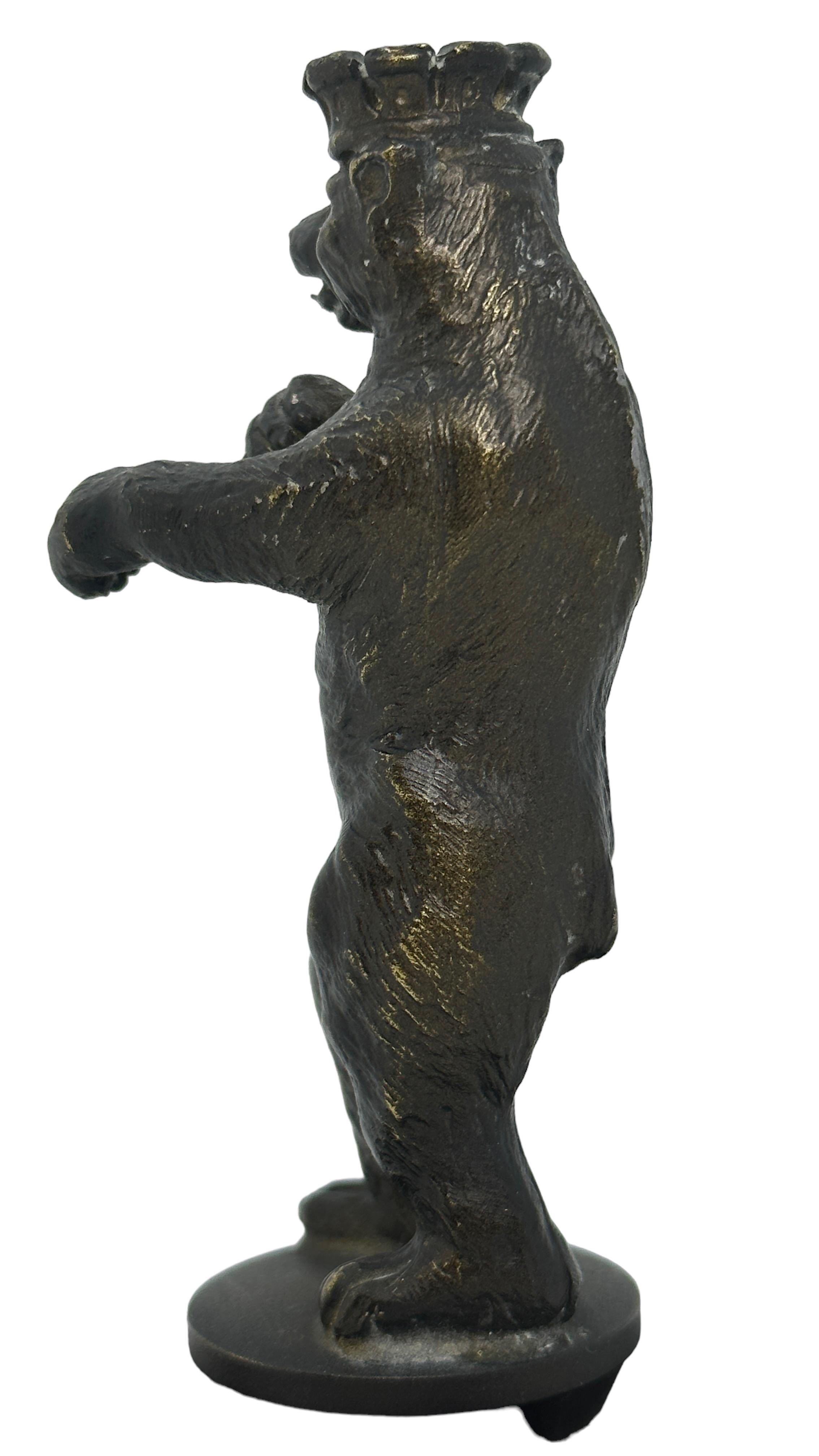Vintage 1960s Berlin Bear on Marble Base, Metal Statue Souvenir ...