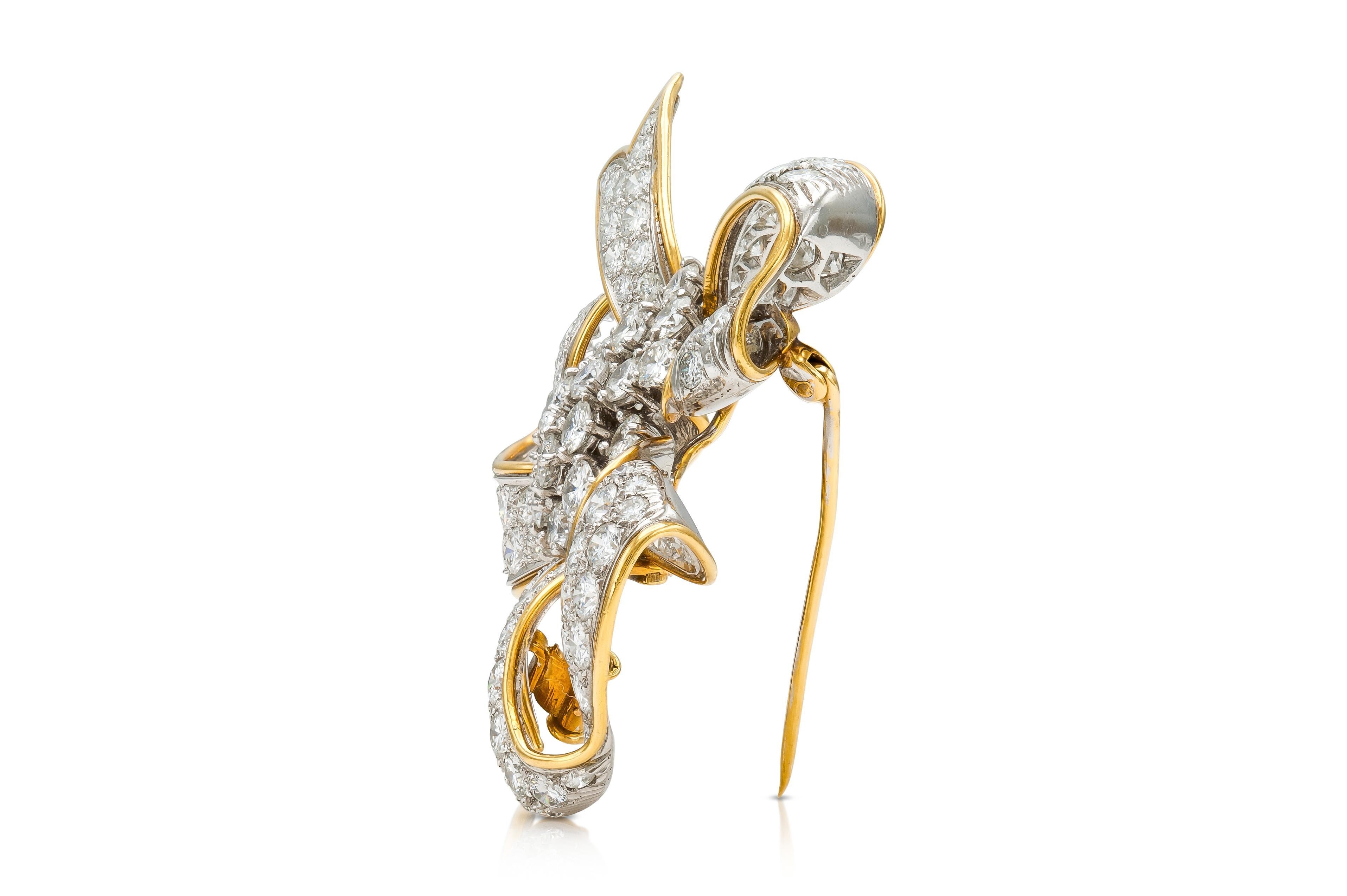 Vintage 1960s David Webb Diamond Ribbon Brooch For Sale at 1stDibs