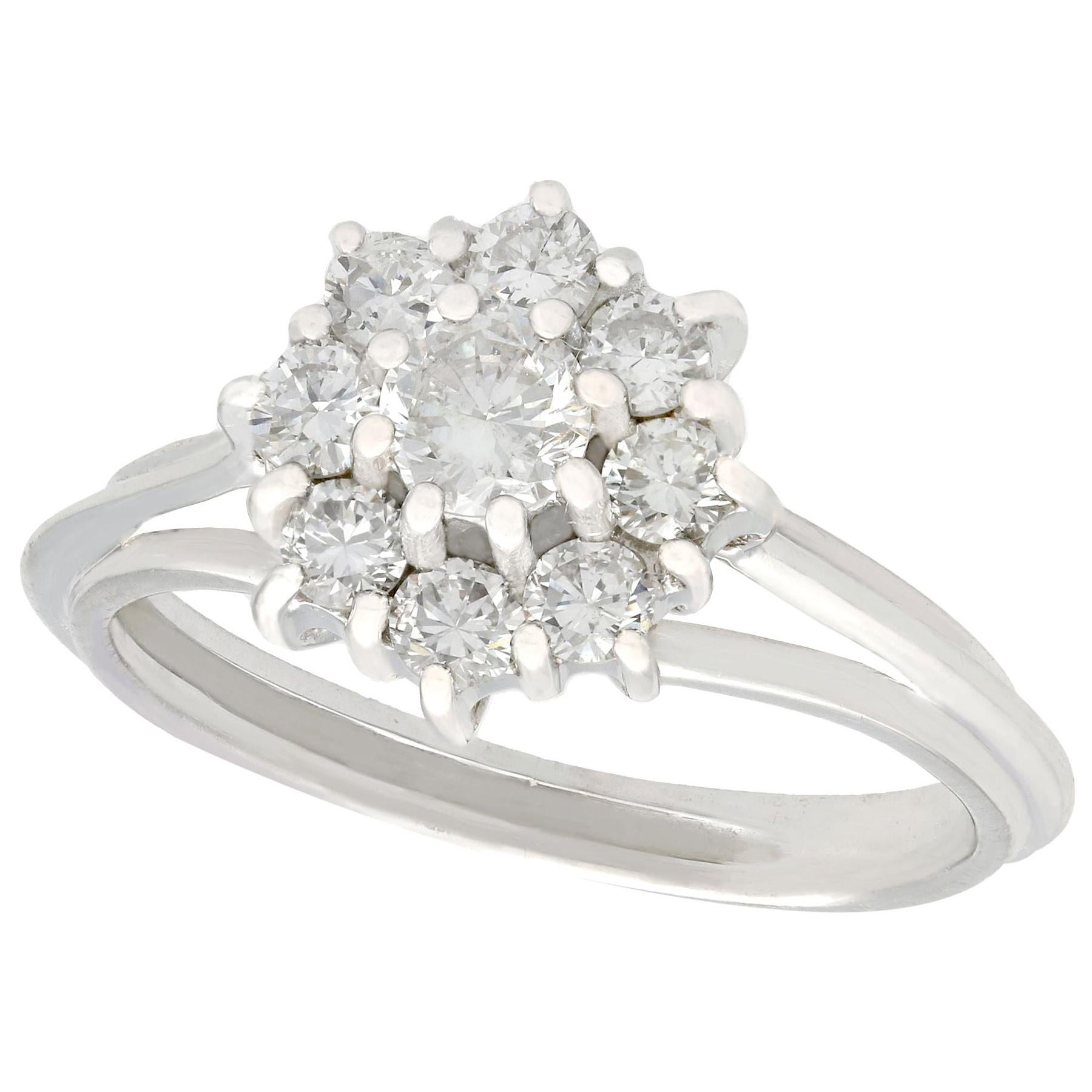 Diamond White Gold Raised Cluster Cocktail Ring c1960s at 1stDibs