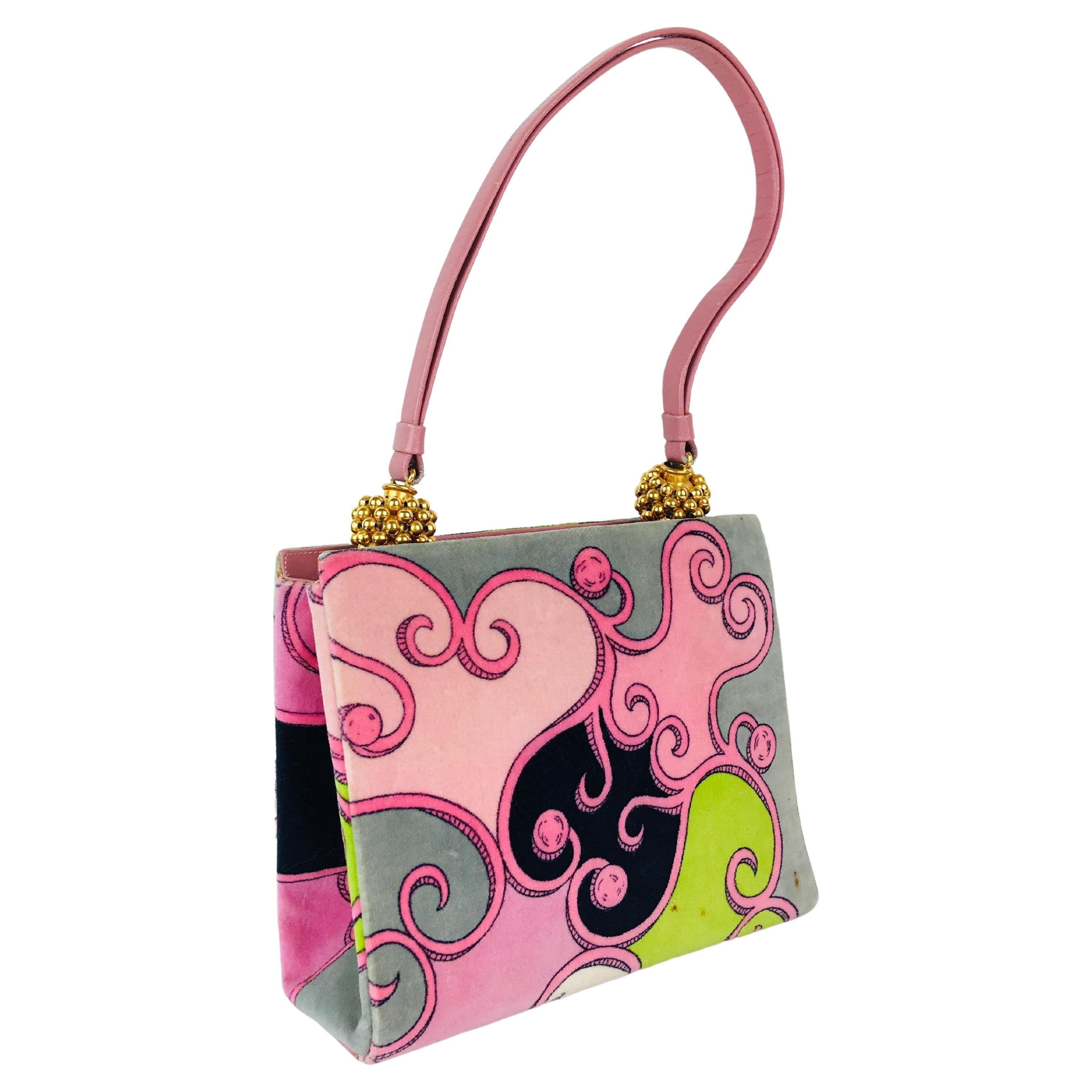 EMILIO PUCCI Jana c.1960's Stained Glass Signature Print Velvet Flap ...