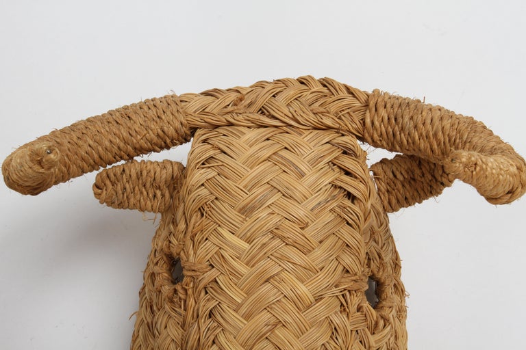 Vintage 1960s French Wicker Rattan Minotaur Bull Head Sculpture Wall ...