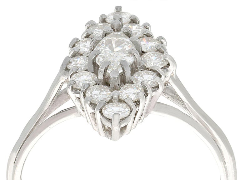 Vintage 1960s German 1.29 Carat Diamond and White Gold Cocktail Ring at ...