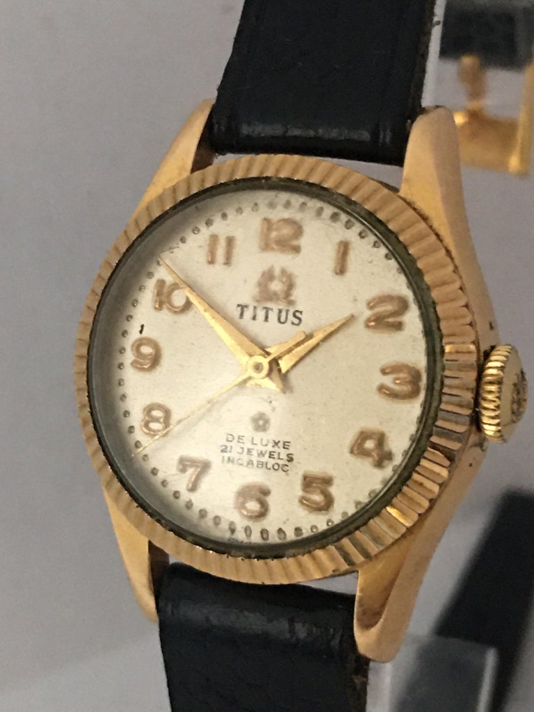 Vintage 1960s Gold Plate and Stainless Steel Back Titus Ladies ...