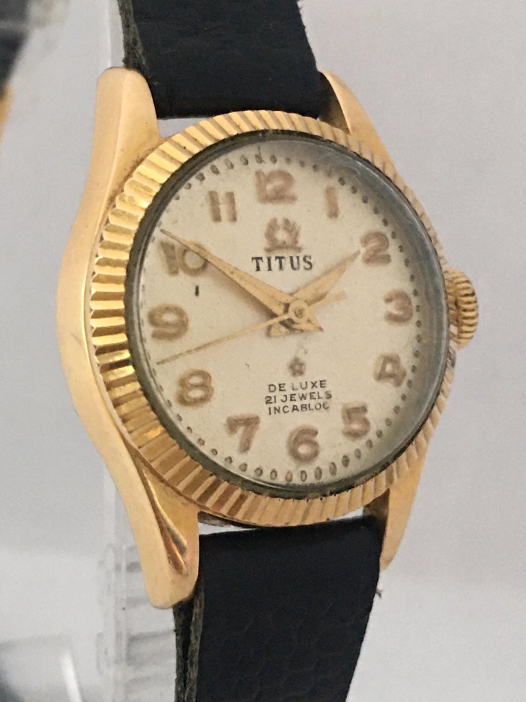 Vintage 1960s Gold Plate and Stainless Steel Back Titus Ladies ...