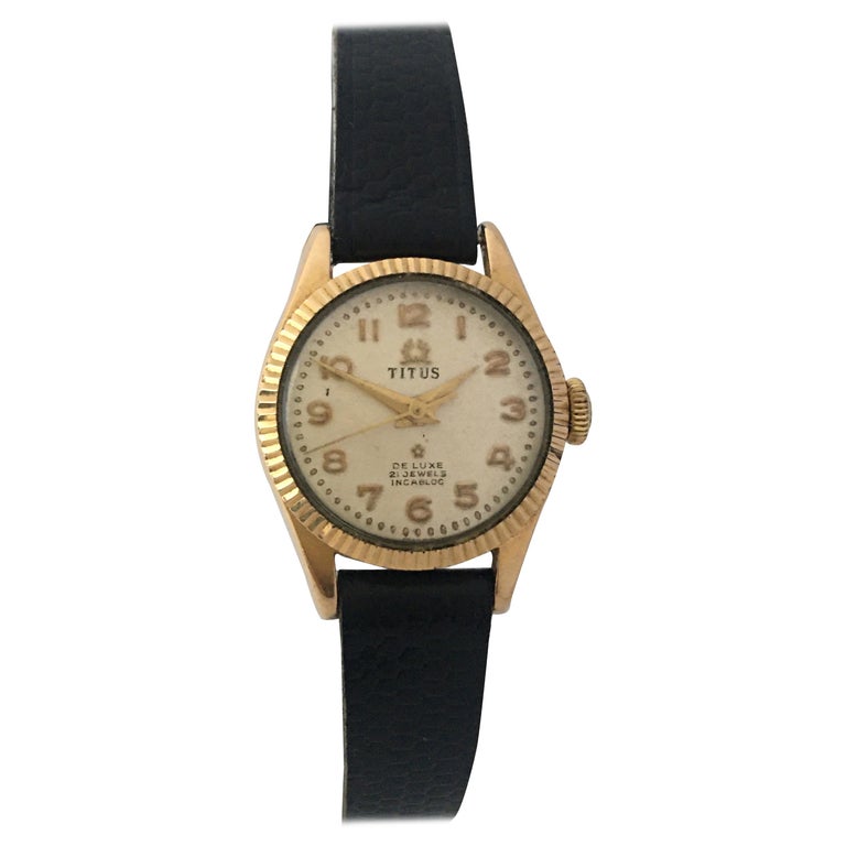 Vintage 1960s Gold Plate and Stainless Steel Back Titus Ladies ...