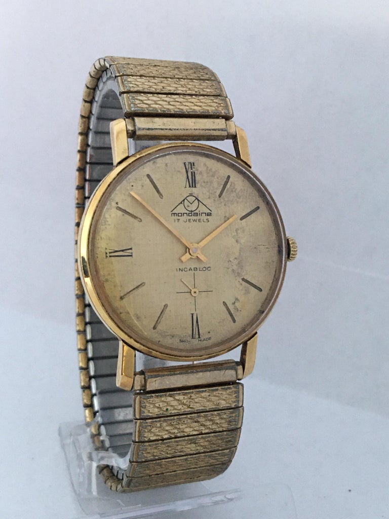 Vintage 1960s Gold-Plated and Stainless Steel Back Mechanical Swiss ...