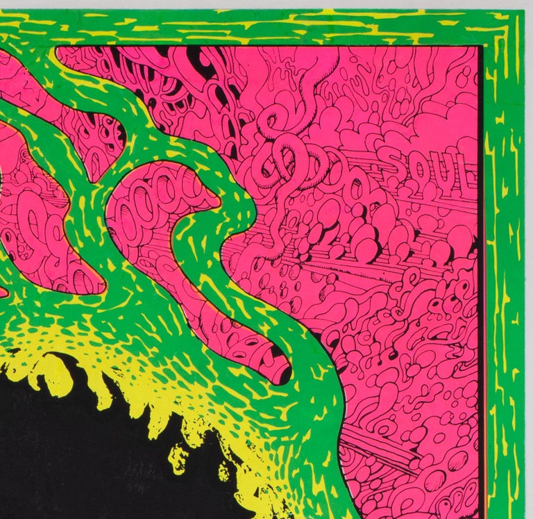 Vintage 1960's Jimi Hendrix Music Blacklight Poster, Joe Roberts Jr For ...
