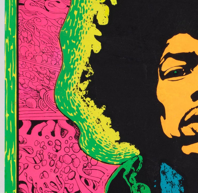 Vintage 1960's Jimi Hendrix Music Blacklight Poster, Joe Roberts Jr For ...
