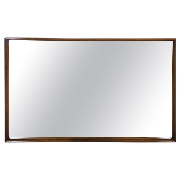 Vintage 1960s Large Walnut Frame Wall Mirror at 1stDibs