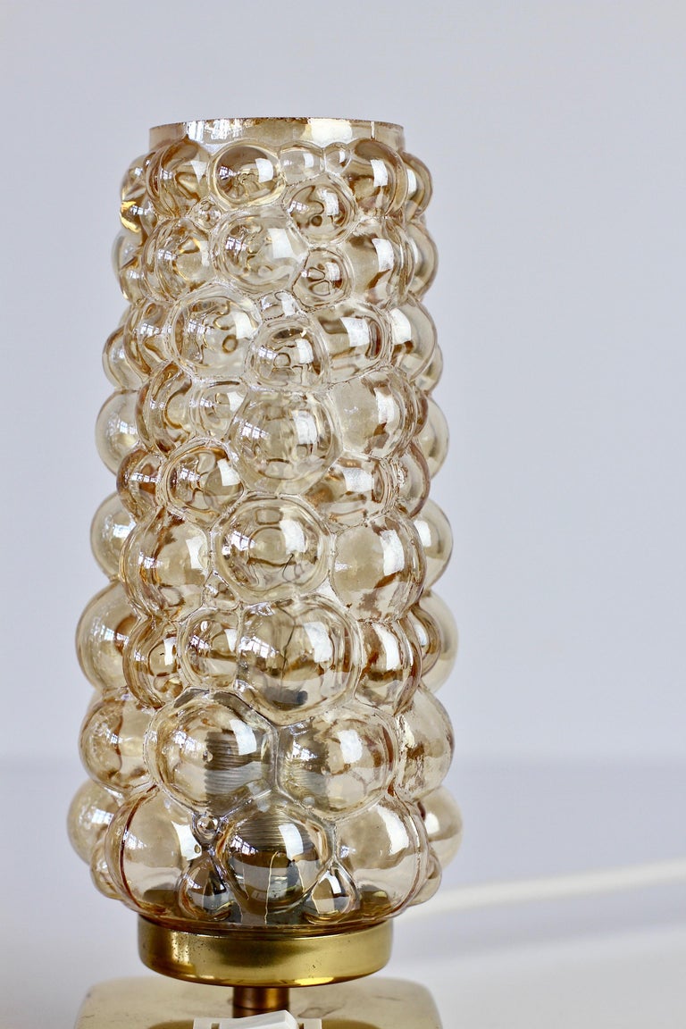Vintage 1960s Limburg Style Amber Bubble Glass and Brass Table Lamps by ...