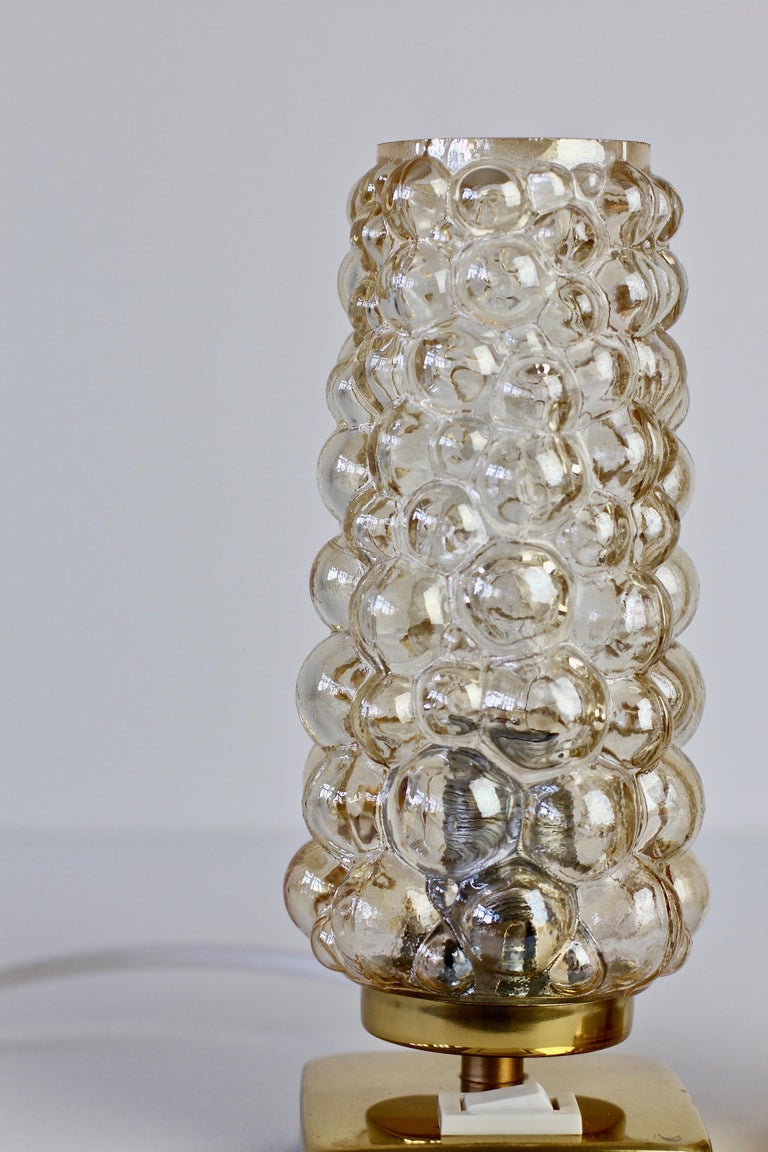 Vintage 1960s Limburg Style Amber Bubble Glass and Brass Table Lamps by ...