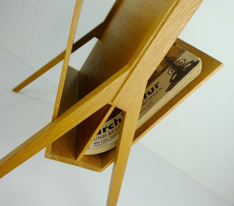 Vintage 1960s Mid-Century Modernist Oak Magazine Rack For Sale at 1stDibs