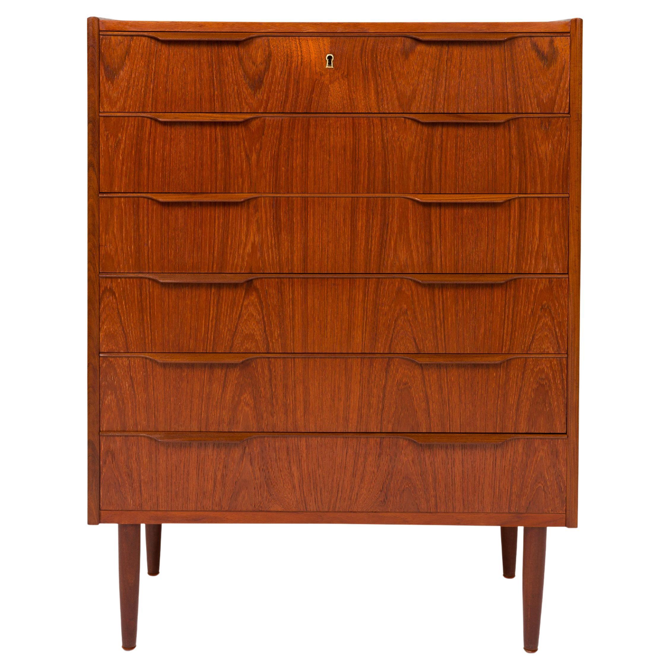 Vintage 1960s Mid-Century Teak Tallboy Dresser For Sale at 1stDibs