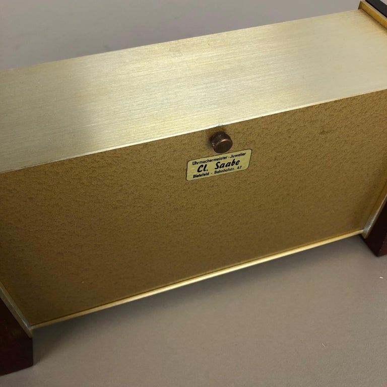 Vintage 1960s Modernist Wooden Teak Brass Table Clock by Dugena ...