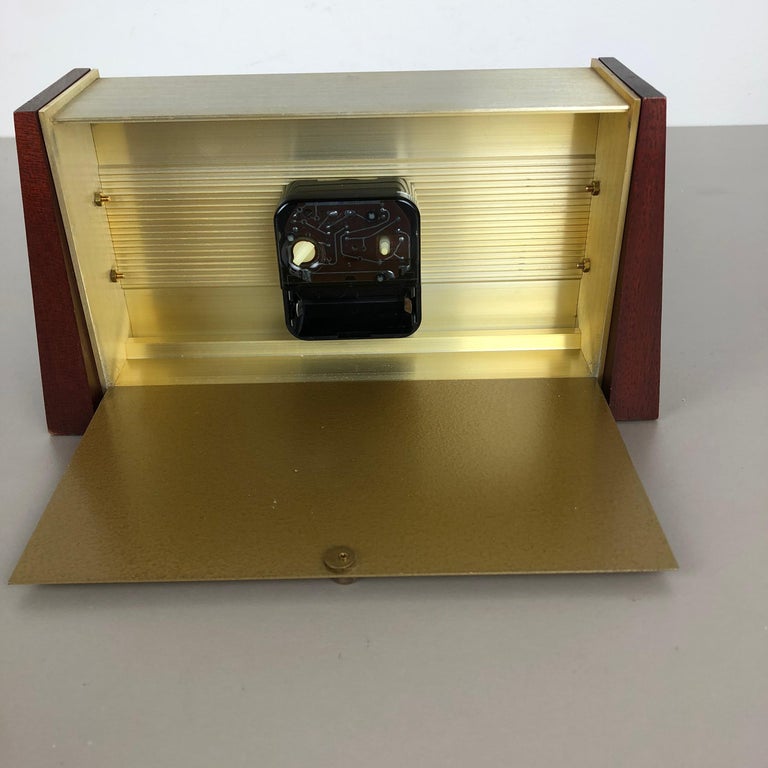 Vintage 1960s Modernist Wooden Teak Brass Table Clock by Dugena ...