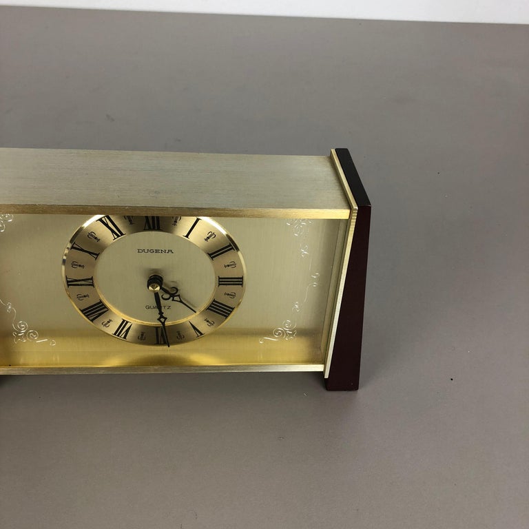 Vintage 1960s Modernist Wooden Teak Brass Table Clock by Dugena ...