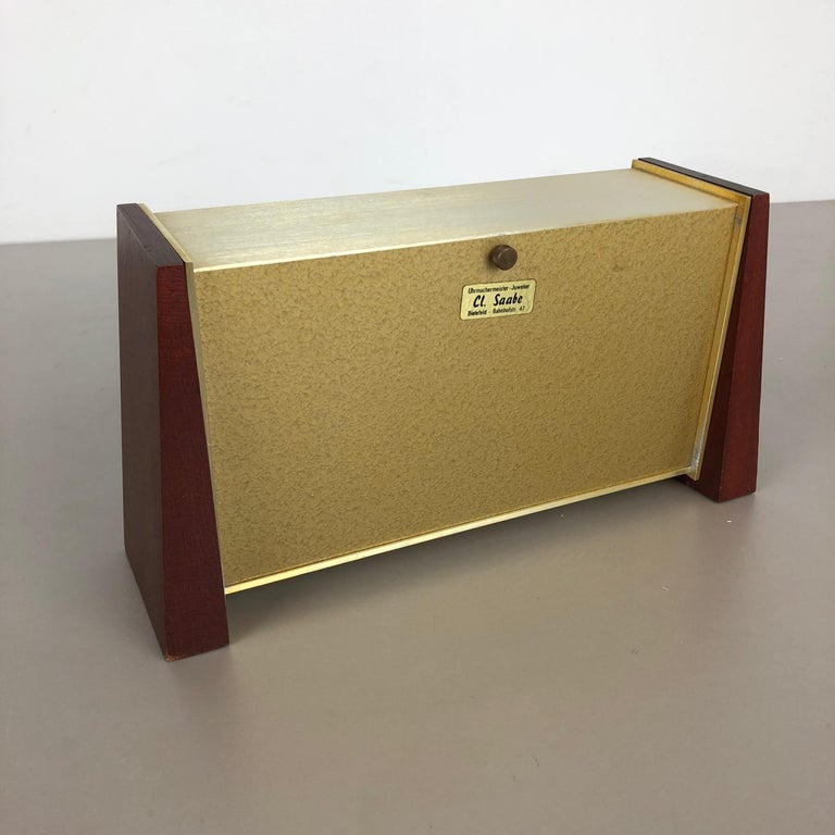 Vintage 1960s Modernist Wooden Teak Brass Table Clock by Dugena ...