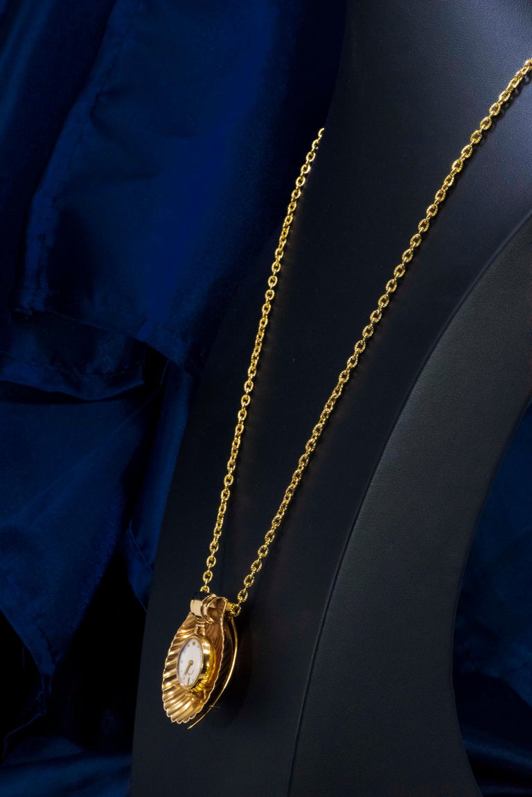 Vintage 1960s Movado Multi Functional Gold Conch Sea Shell Brooch ...