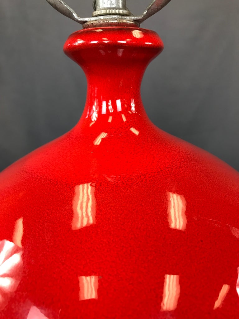 Vintage 1960s Red Glaze Ceramic Table lamps at 1stDibs