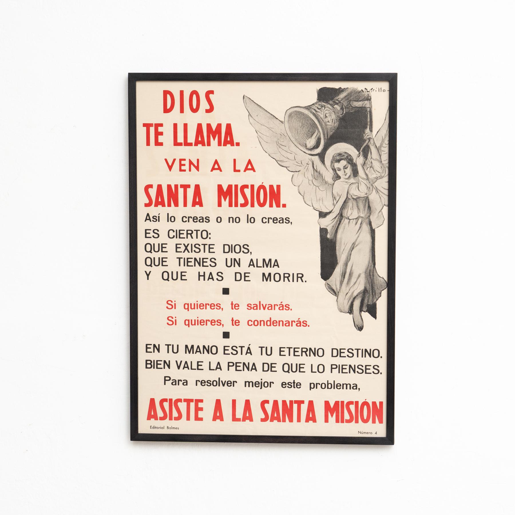 Vintage 1960s Religious Typographic Poster – Editorial Balmes ...