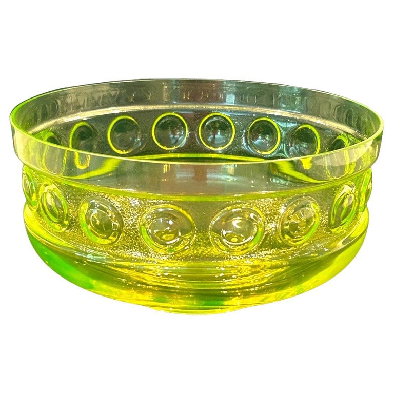 Vintage 1960s Riihimaen Vaseline/Uranium Glass Bowl, Finland Art Glass ...