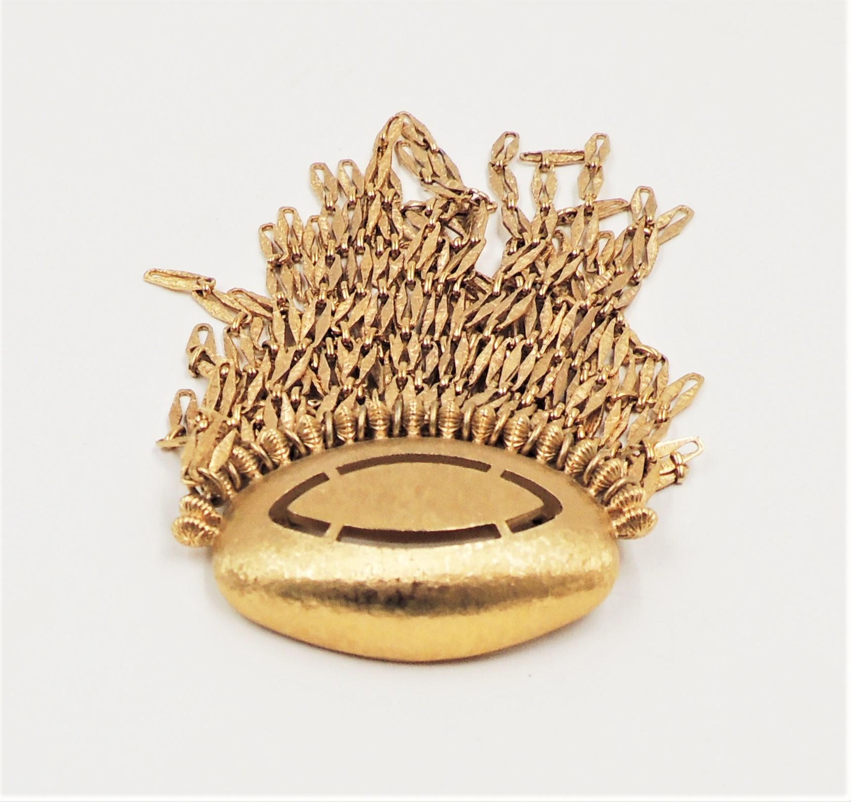 Vintage 1960s Signed Monet Goldtone Tassel Fringe Brooch For Sale at ...