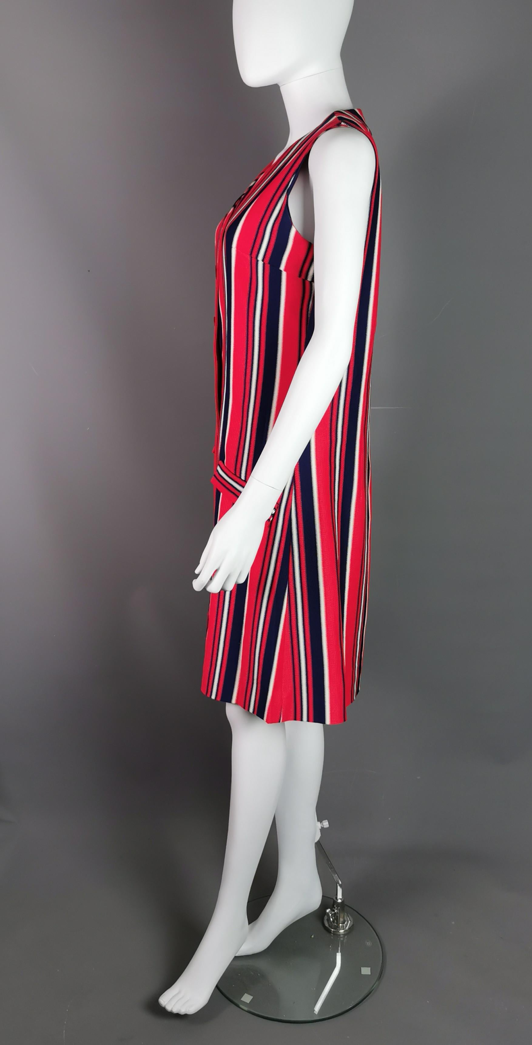 Vintage 1960s Striped midi dress, Mod style For Sale at 1stDibs