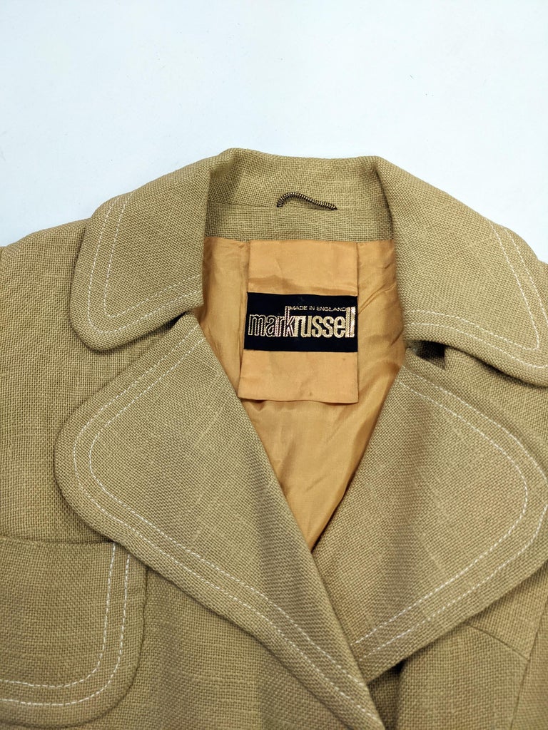 Vintage 1960s Yellow Linen Mod Coat For Sale at 1stDibs