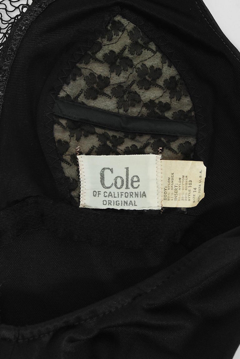 Vintage 1964 Cole of California Documented Black Fishnet 'Scandal Suit ...