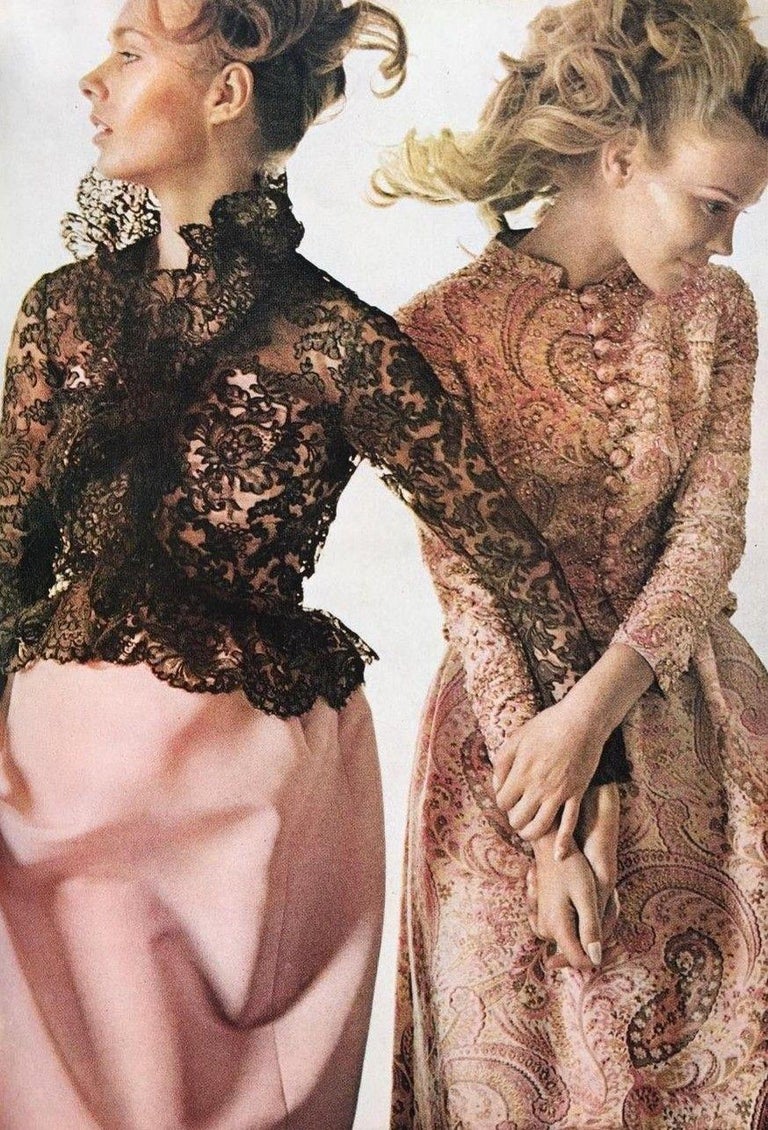 Vintage 1965 Larry Aldrich Documented Pink Beaded Silk-Brocade Dress ...