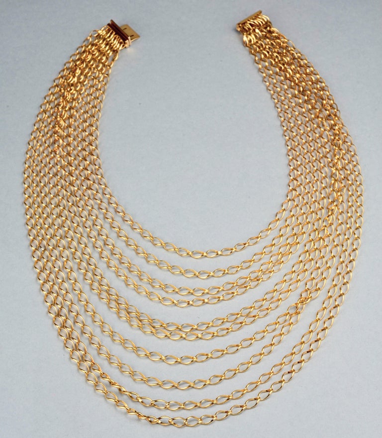 Vintage 1967 CHRISTIAN DIOR 10 Strands Chain Necklace For Sale at 1stDibs