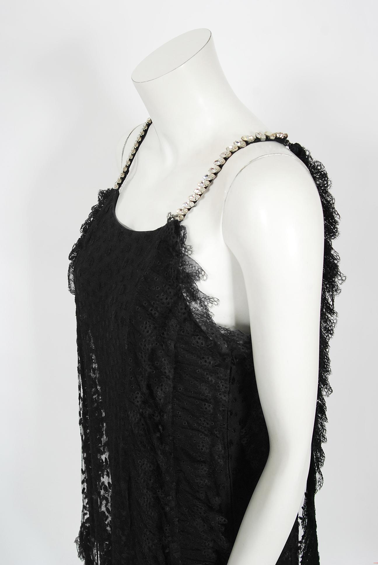 Vintage 1967 Galanos Couture Documented Black Polka-Dot Lace Mod ...