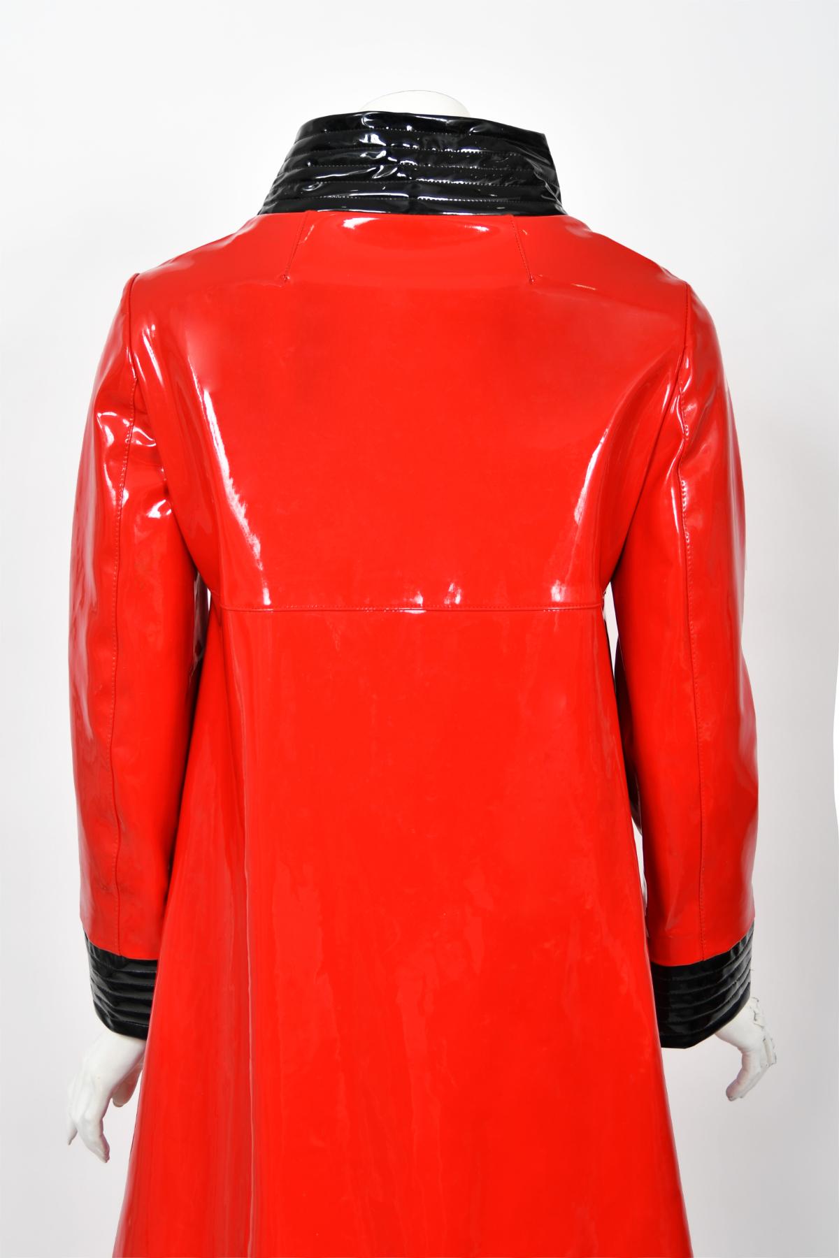 Vintage 1969 Pierre Cardin Documented Red and Black Vinyl Space-Age Mod ...