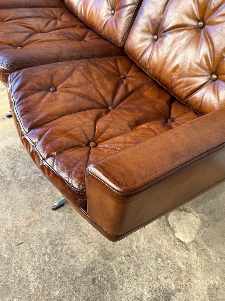 Vintage 1970 Frederik Kayser for Vatne Møbler Leather Sofa Norway #516 ...