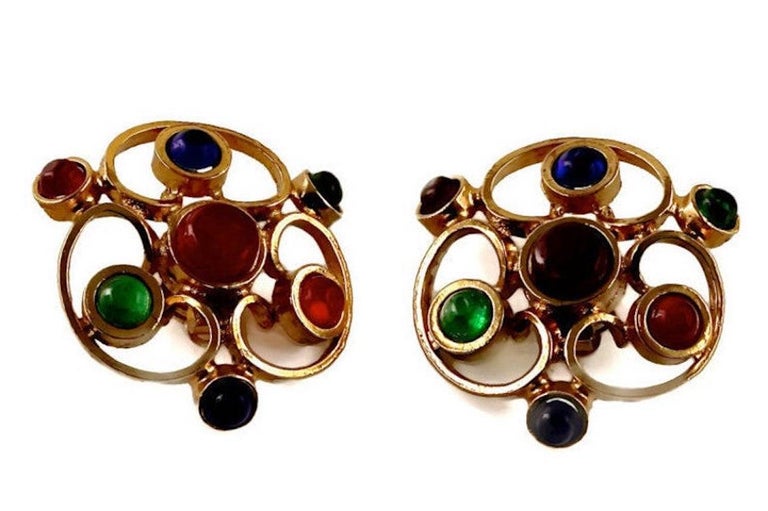 Vintage 1970 Massive CHANEL Gripoix Openwork Earrings For Sale at 1stdibs