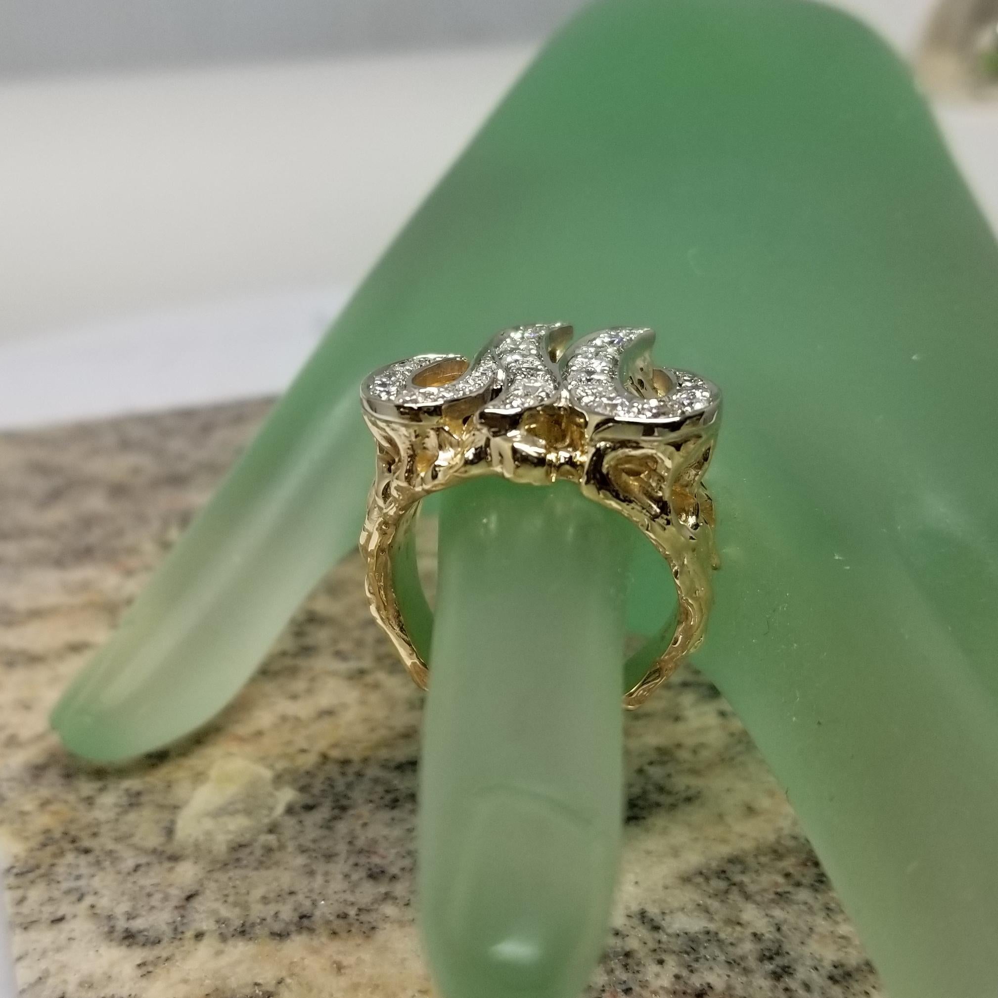 Vintage 1970's 14k Yellow Gold Nugget Diamond Initial "M" Ring For Sale ...