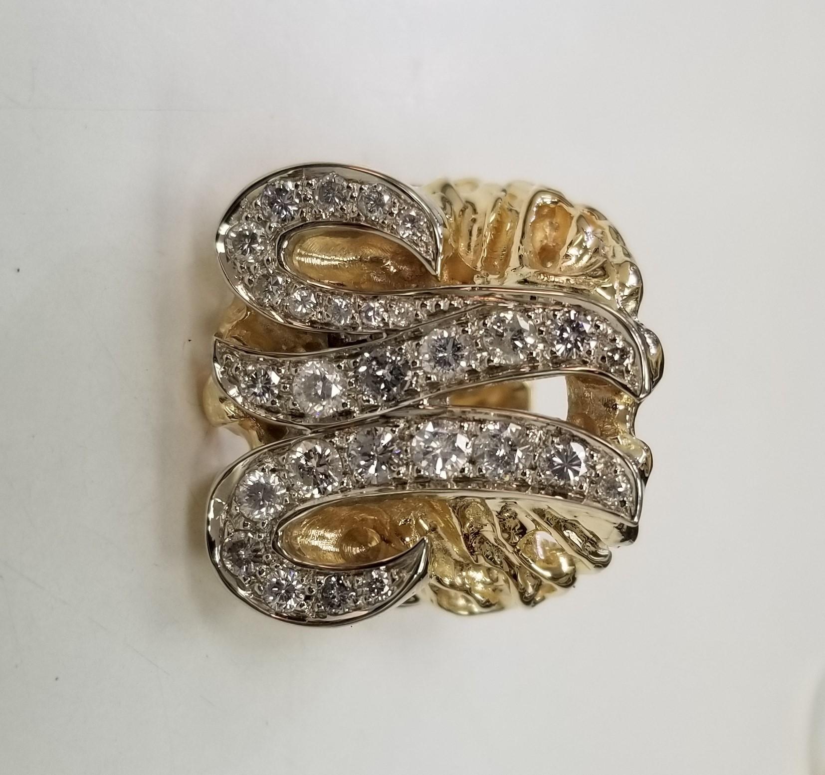 Vintage 1970's 14k Yellow Gold Nugget Diamond Initial "M" Ring For Sale at 1stDibs | nugget ring ...