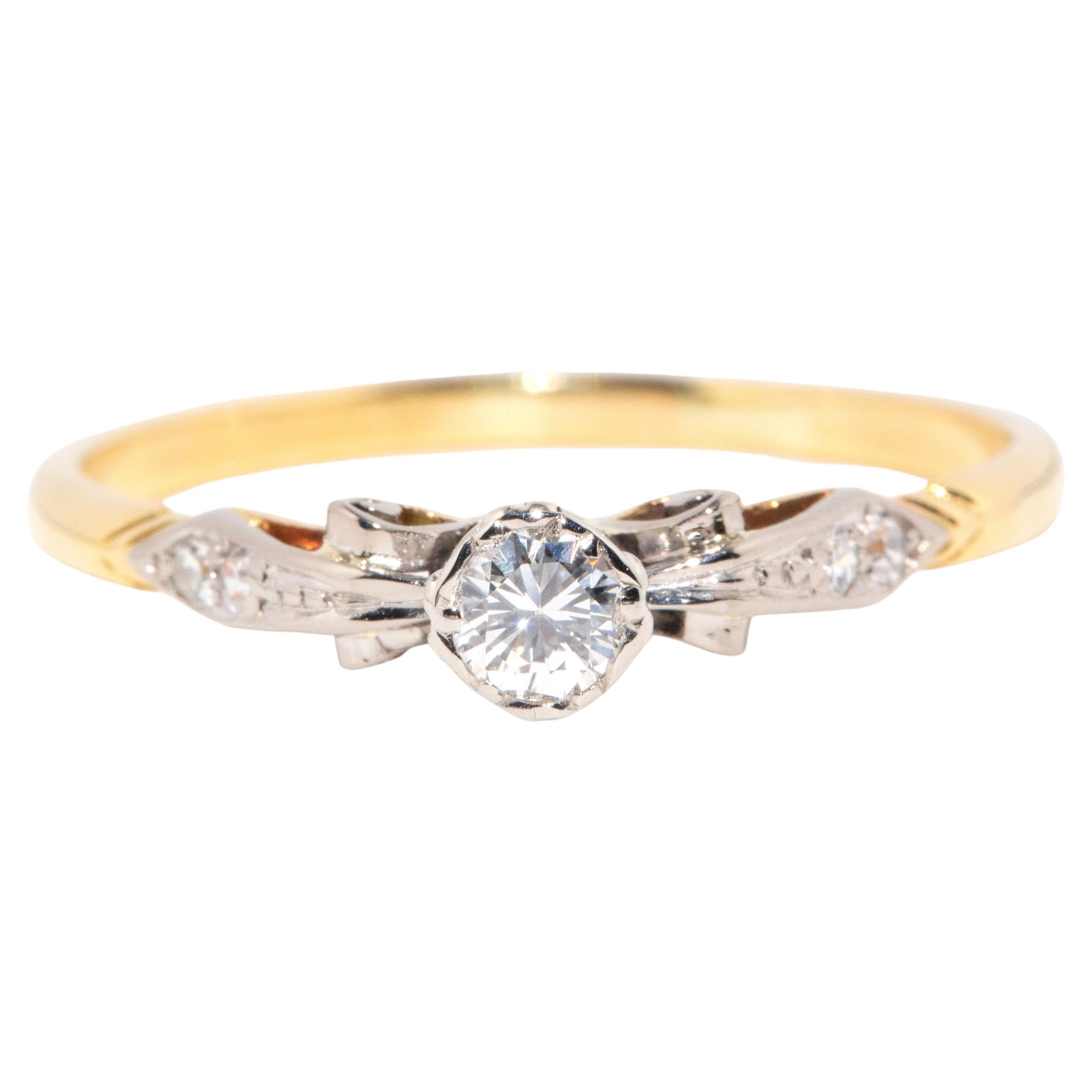 Vintage circa 1970s 18 Carat Yellow and White Gold Diamond Cluster ...