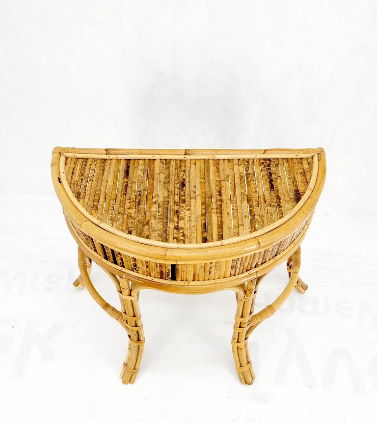 Vintage 1970s Bamboo Rattan Demilune Mid-Century Modern Console Sofa ...