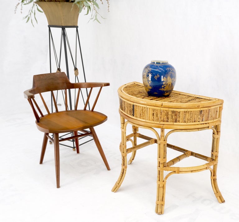 Vintage 1970s Bamboo Rattan Demilune Mid-Century Modern Console Sofa ...