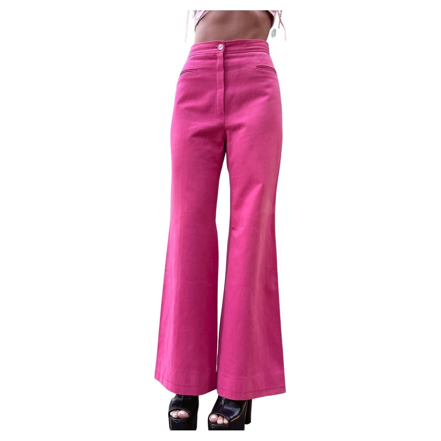 VINTAGE 1970s BARBIE CORE PINK WIDE LEG FLARES For Sale at 1stDibs
