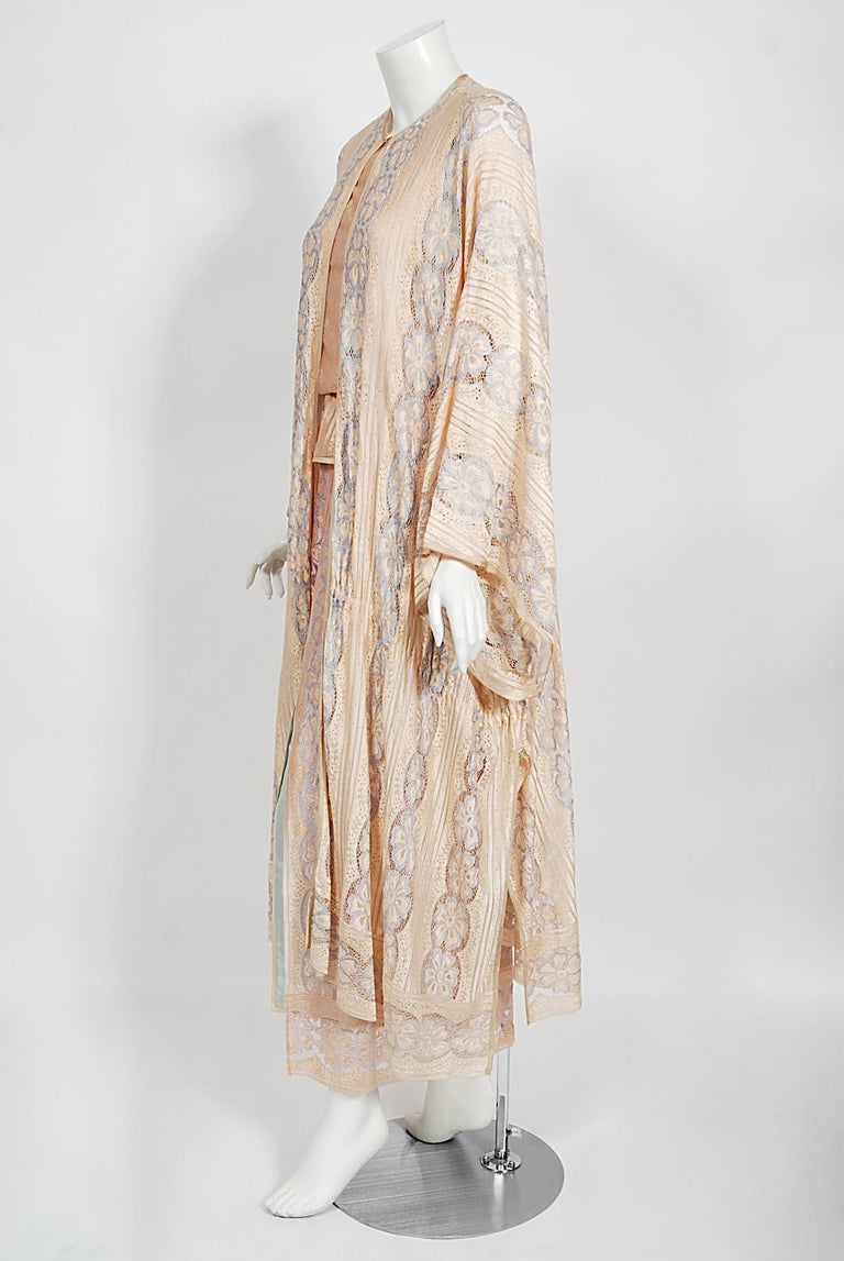 Vintage 1970's Bill Gibb Couture Peach and Lilac Lace Three-Piece ...