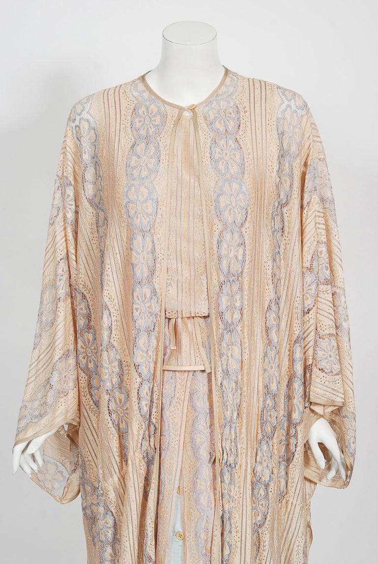 Vintage 1970's Bill Gibb Couture Peach and Lilac Lace Three-Piece ...