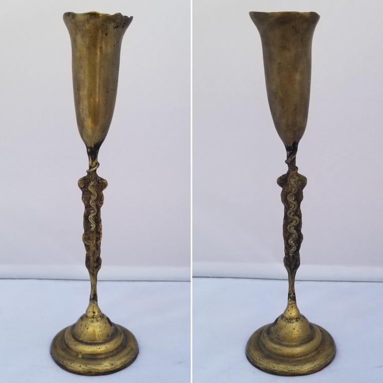 Vintage 1970s Brutalist Bronze Sculptural Goblet For Sale at 1stDibs